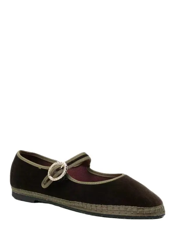 FLABELUS Ulla Velvet Ballet Flats - Brown