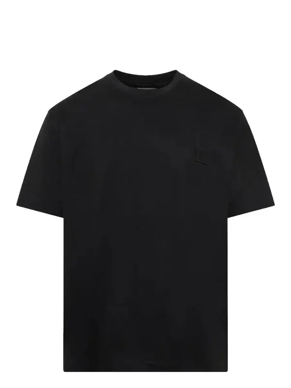 WOOYOUNGMI Flower-print Logo-patch T-shirt - Black