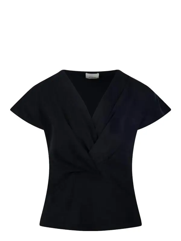 MARANT ETOILE Nadrine Wrap-style Cap-sleeve T-shirt - Black