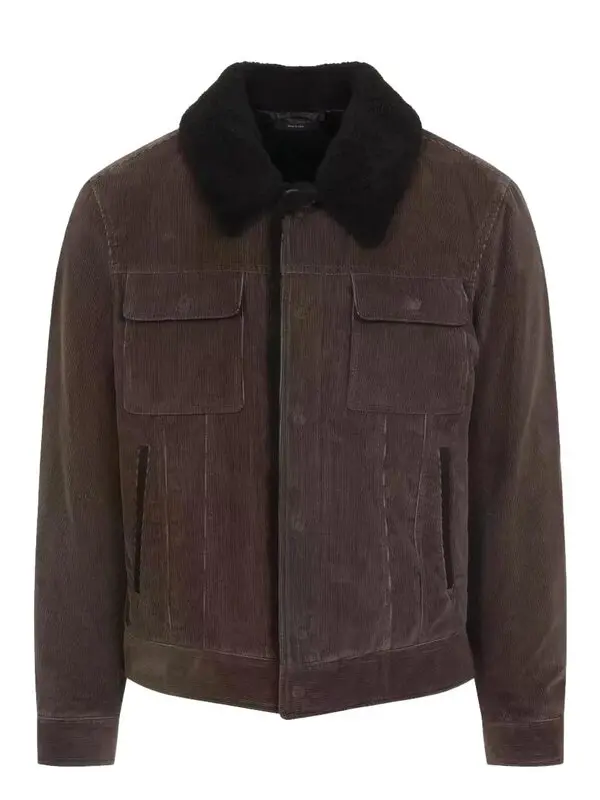 TOM FORD Shearling-collar Corduroy Jacket - Brown