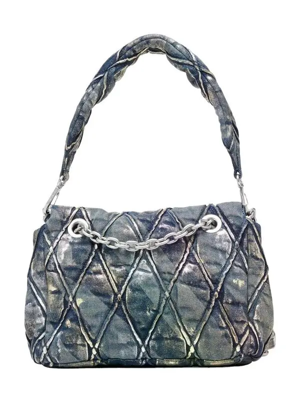 DIESEL® Charm D Quilted Metallic-foil Shoulder Bag - Blue