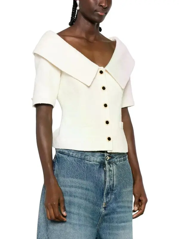 Alessandra Rich Off-shoulder Button-up Jacket - Neutrals