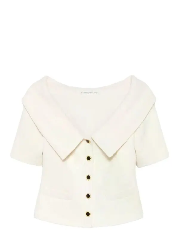 Alessandra Rich Off-shoulder Button-up Jacket - Neutrals