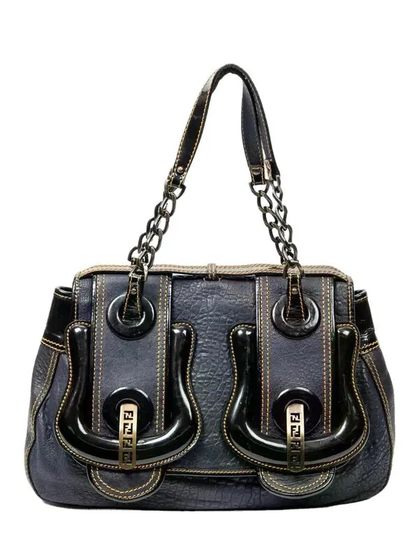Fendi Leather Chain Strap Tote Bag - Blue