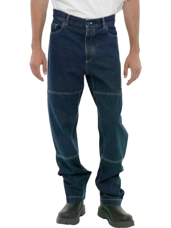 COUNTY OF MILAN Contrast-stitch Regular-fit Straight-leg Jeans - Blue