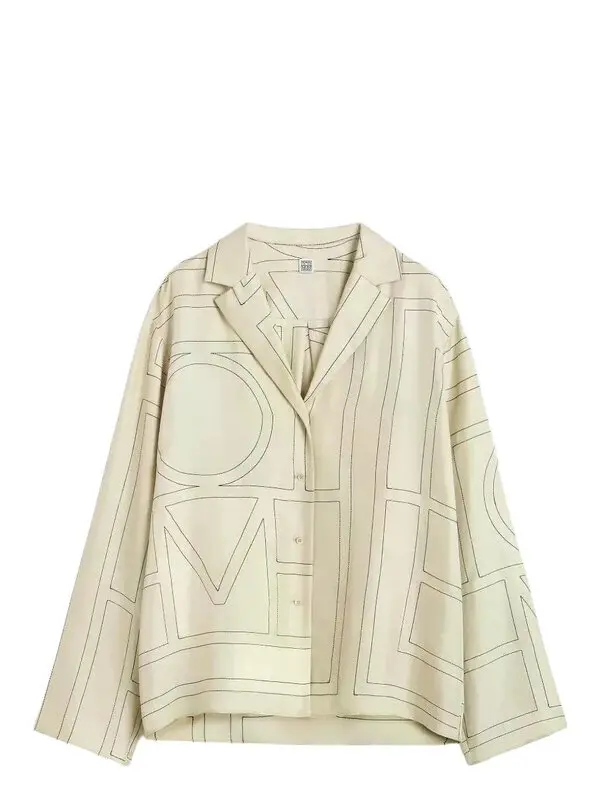 TOTEME Monogram-print Silk Top - Neutrals