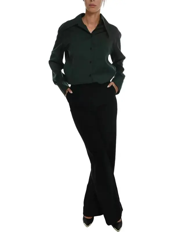MONOT Concealed-fastening Wide Leg Trousers - Black