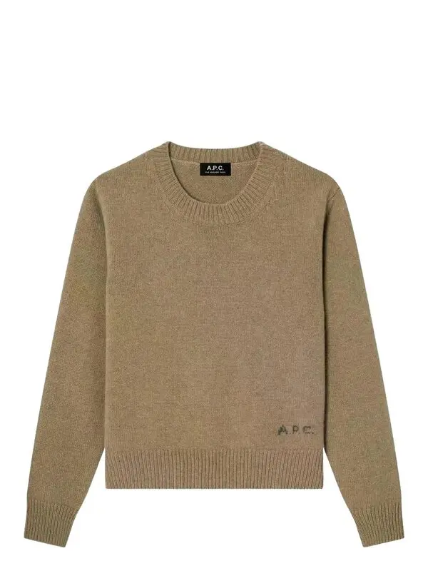 A.p.c. Logo-embroidered Wool Sweater - Neutrals