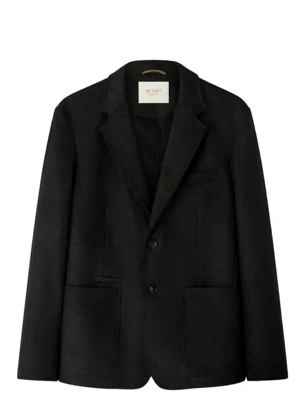 RETORI Single-breasted Padded Blazer - Grey