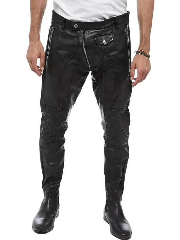 Dsquared2 Quilted-detail Biker Trousers - Black