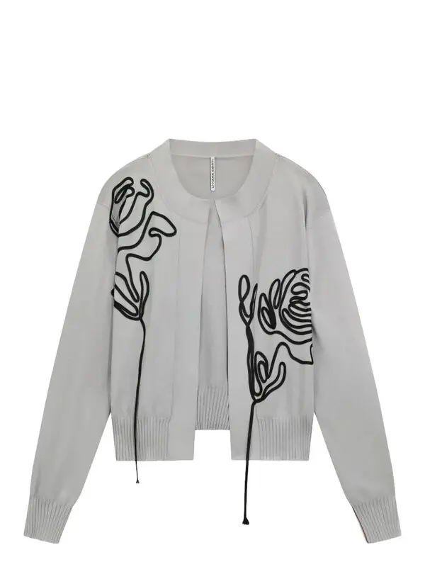 Liviana Conti Lavinia Floral-embroidery Open-front Cardigan - Grey
