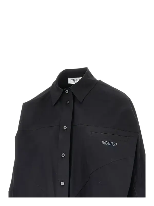 Attico Embroidered-logo Cotton Top - Black