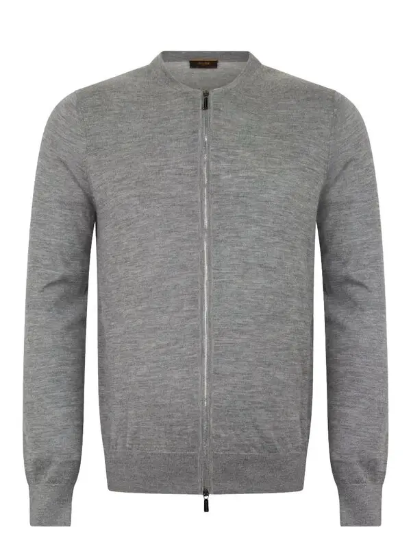 MOORER Casale Zip-up Fine-knit Cardigan - Grey