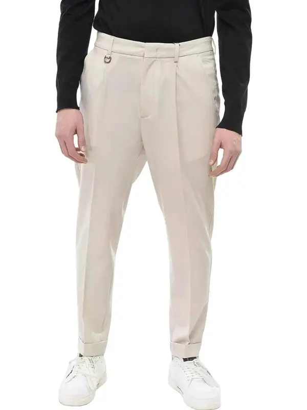 PAOLO PECORA Single-pleat Turn-up Trousers - Neutrals