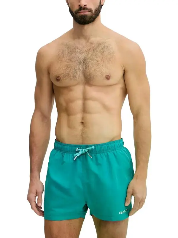 Gant Logo-print Drawstring Swim Shorts - Blue