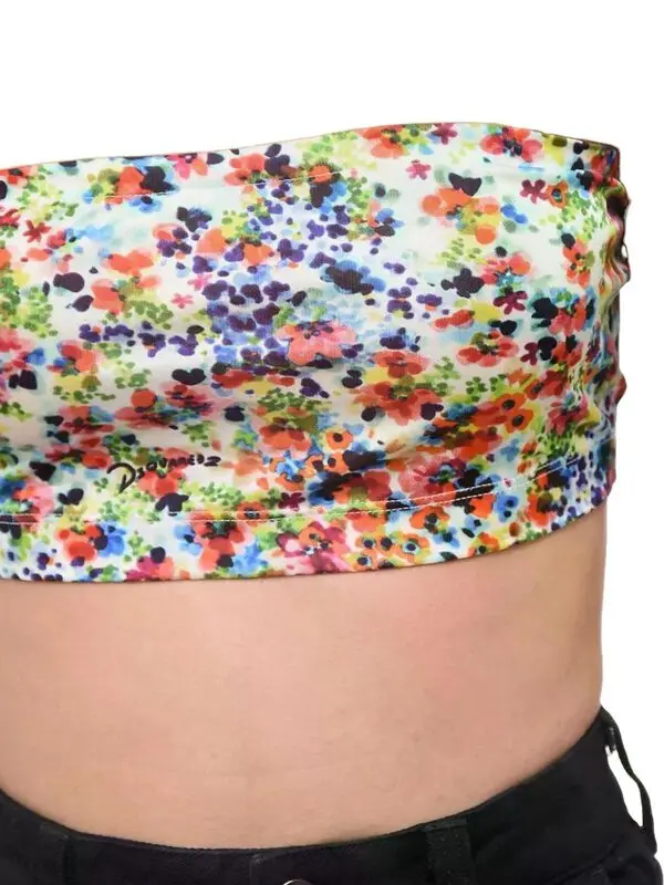 Dsquared2 Floral-print Cropped Top - Neutrals