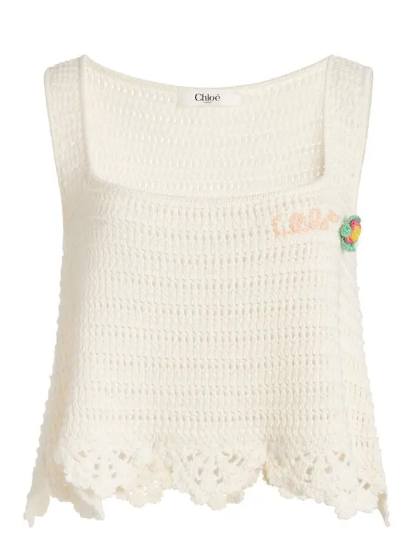 Chloé Crocheted Organic Cotton Tank Top - White