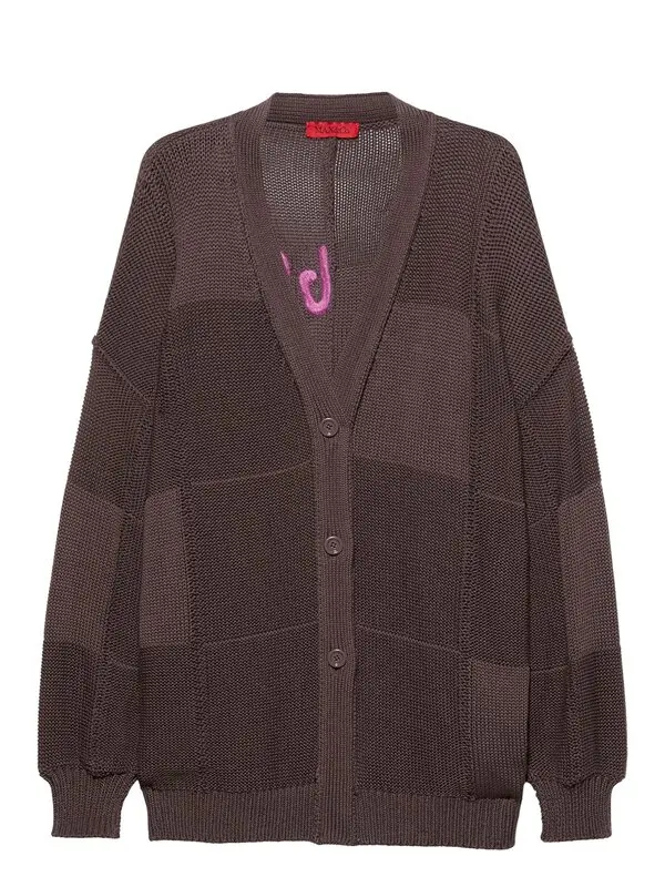 Max & Co. Cotton Slogan Longline Cardigan - Brown