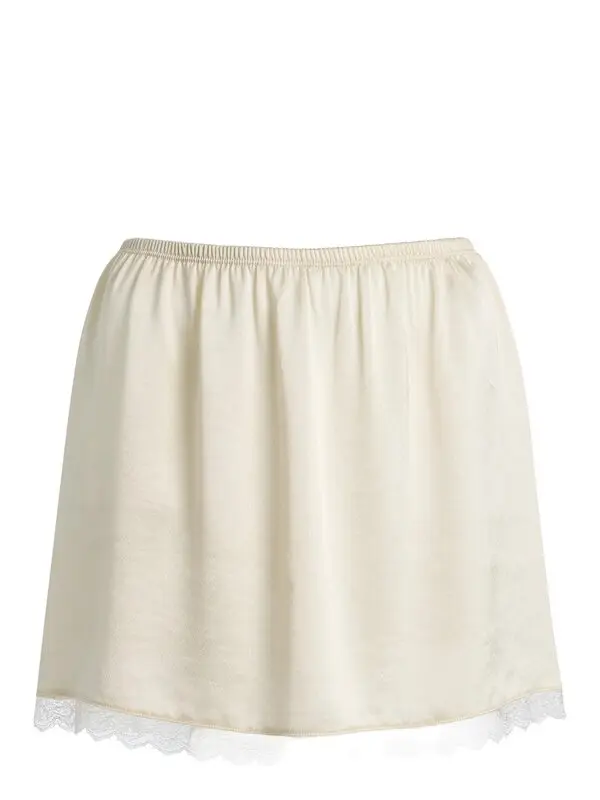 LESET Barb Lace-trimmed Satin Mini Skirt - Ivory