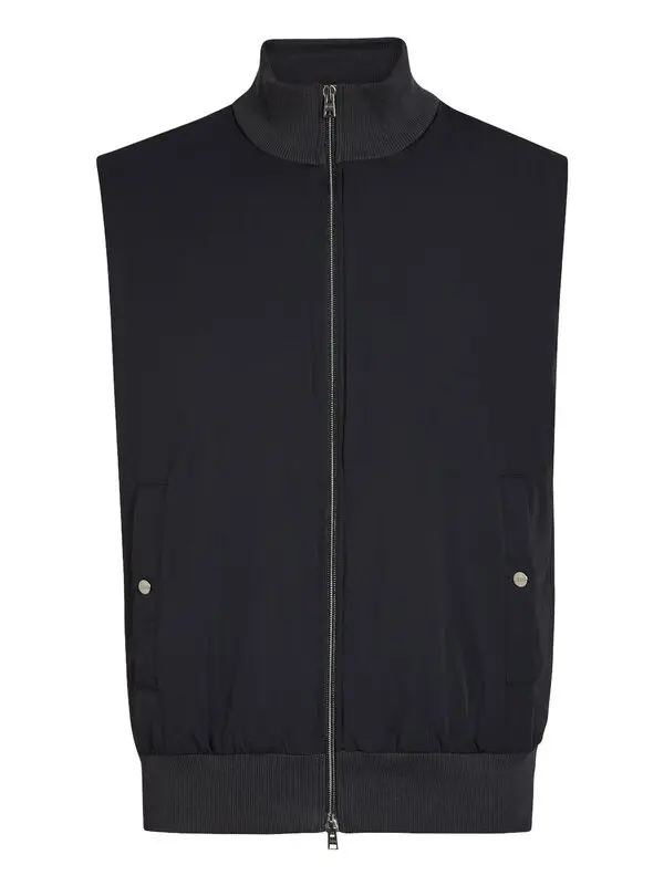 Herno Padded Stretch-shell And Cotton-knit Gilet - Navy