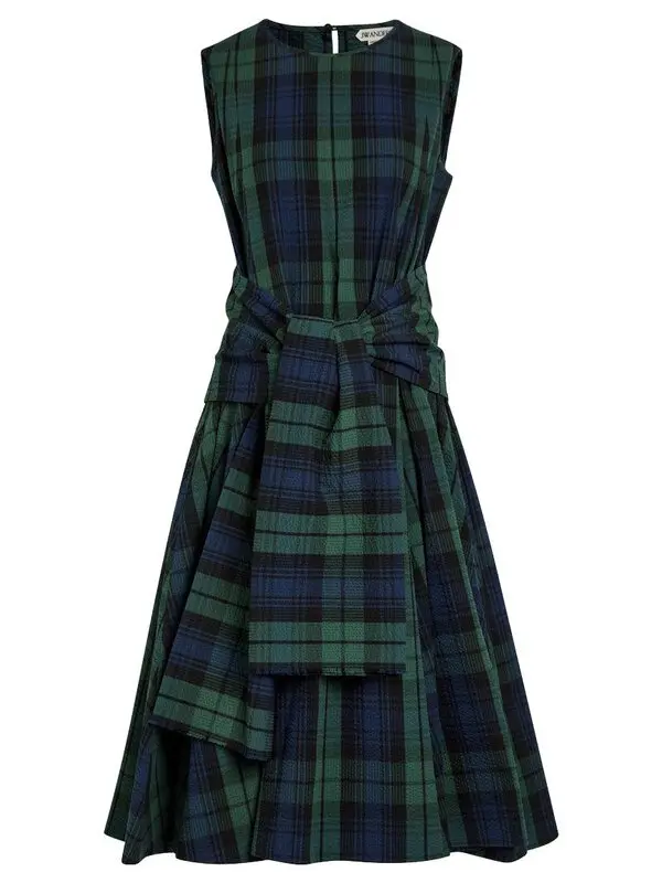JW Anderson Cloque Checked Seersucker Midi Dress - Green