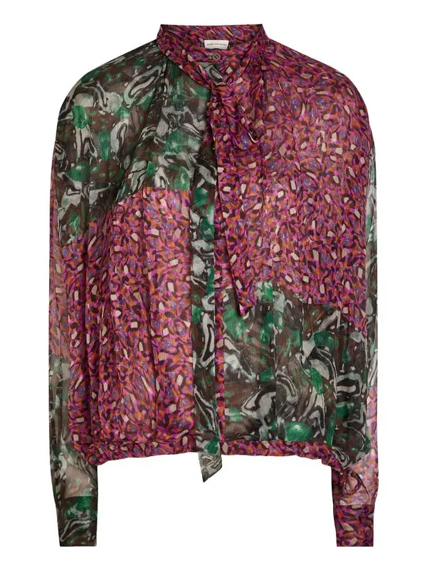 Dries Van Noten Cenvy Printed Silk-georgette Blouse - Fuchsia