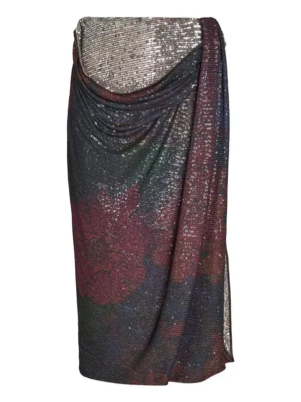MAISON MARGIELA Draped Printed Sequin Midi Skirt - Multicoloured
