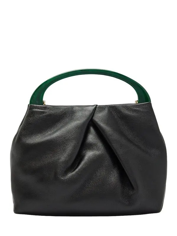 Dries Van Noten Crisp Leather Top Handle Bag - Black