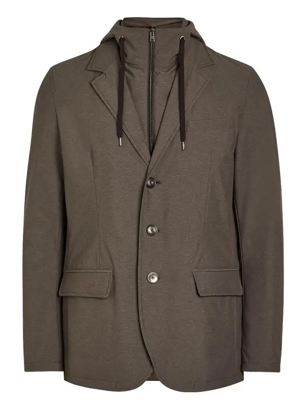 Herno Double-layer Hooded Woven Jacket - Dark Brown