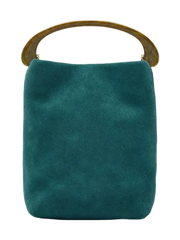 Dries Van Noten Crisp Suede Top Handle Bag - Teal