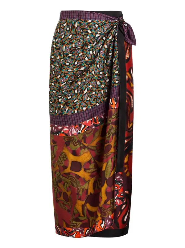 Dries Van Noten Scarfy Printed Silk Midi Wrap Skirt - Multicoloured
