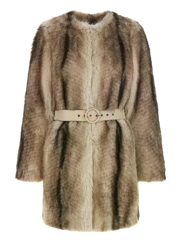 TWINSET Belted Gradient-effect Coat - Brown