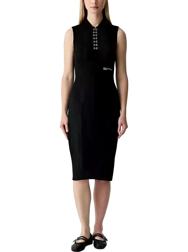 Karl Lagerfeld Ribbed-knit Midi Dress - Black