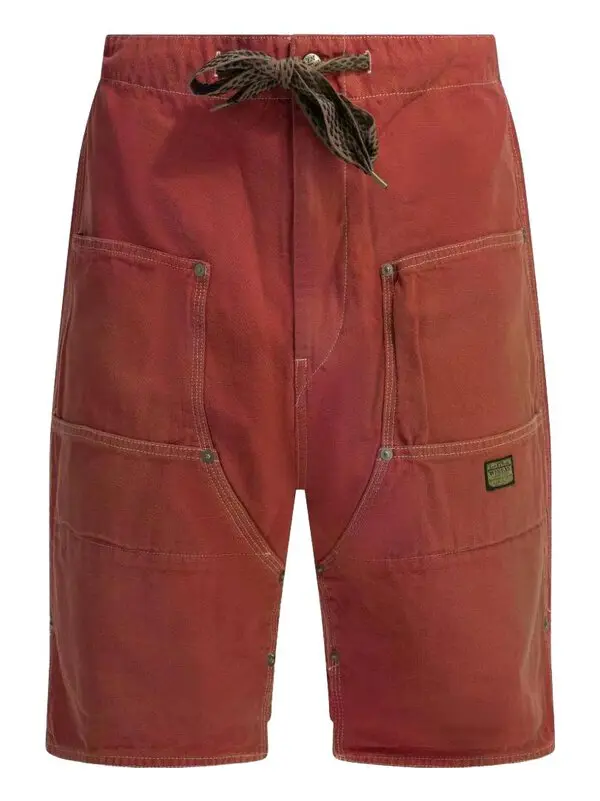 Kapital Contrast-stitch Multi-pocket Shorts - Red