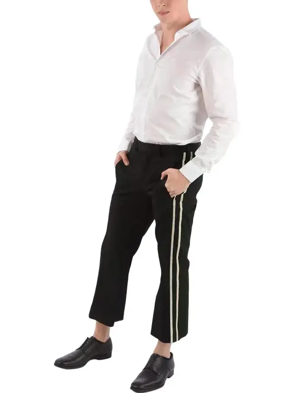 Neil Barrett Side-stripe Slim-fit Cropped Trousers - Black