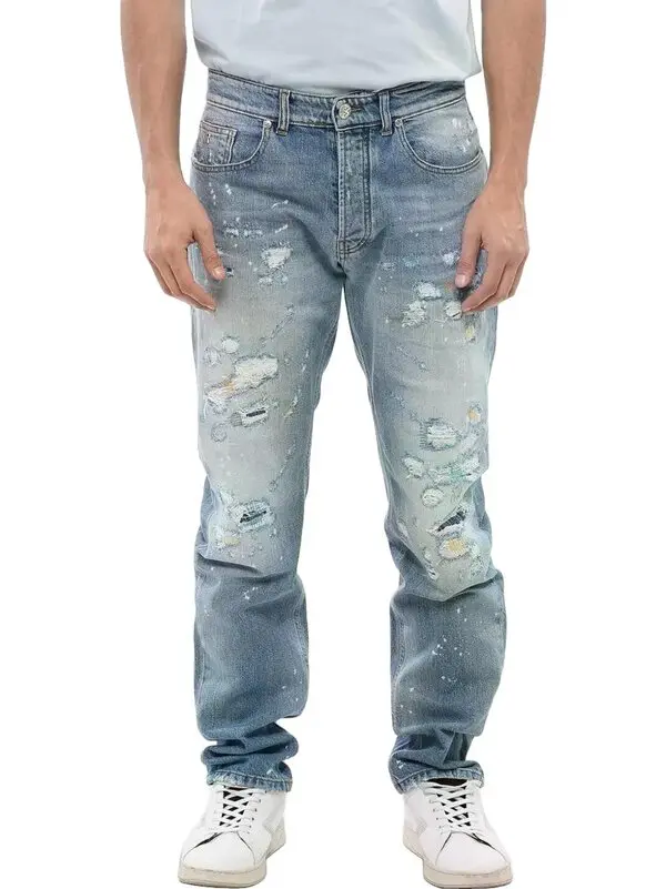 John Richmond Distressed-effect Regular-fit Jeans - Blue
