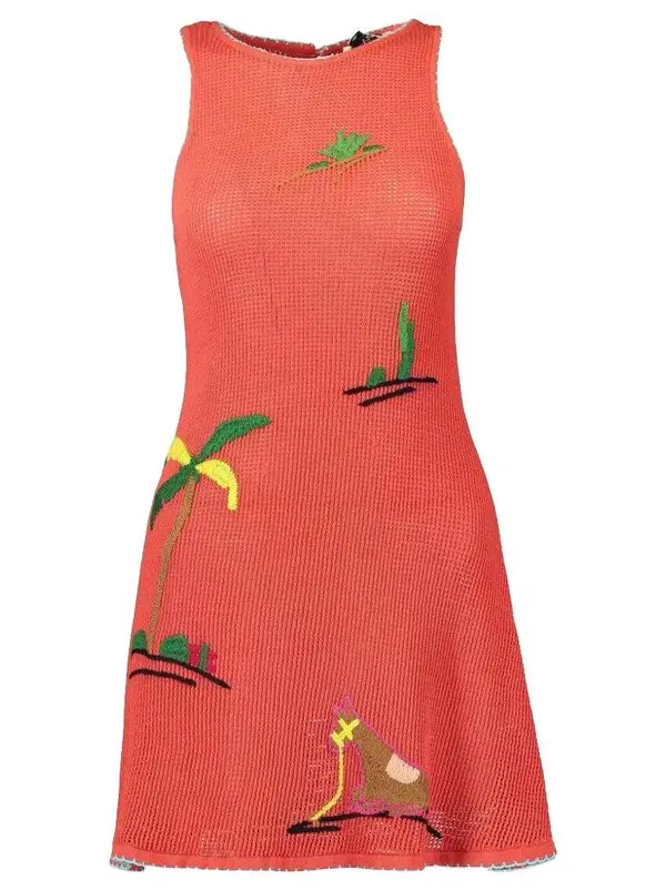 Staud Marea Embroidered Mini Dress - Orange
