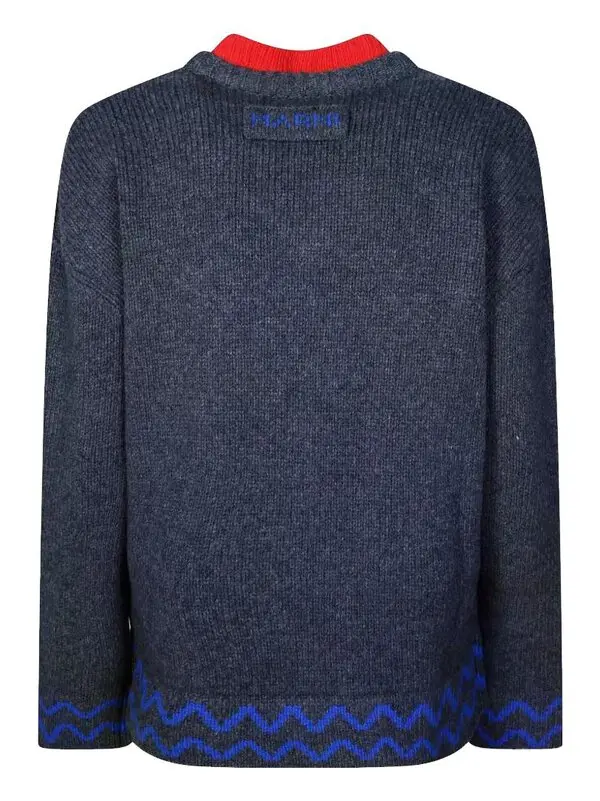 Marni Chevron-pattern Layered-effect Sweater - Blue