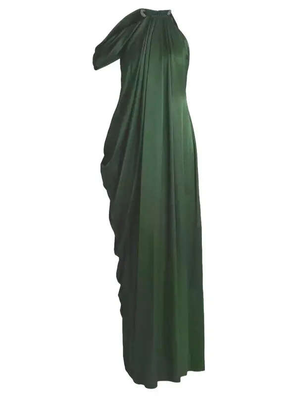 Erdem Seersucker Draped Gown - Green