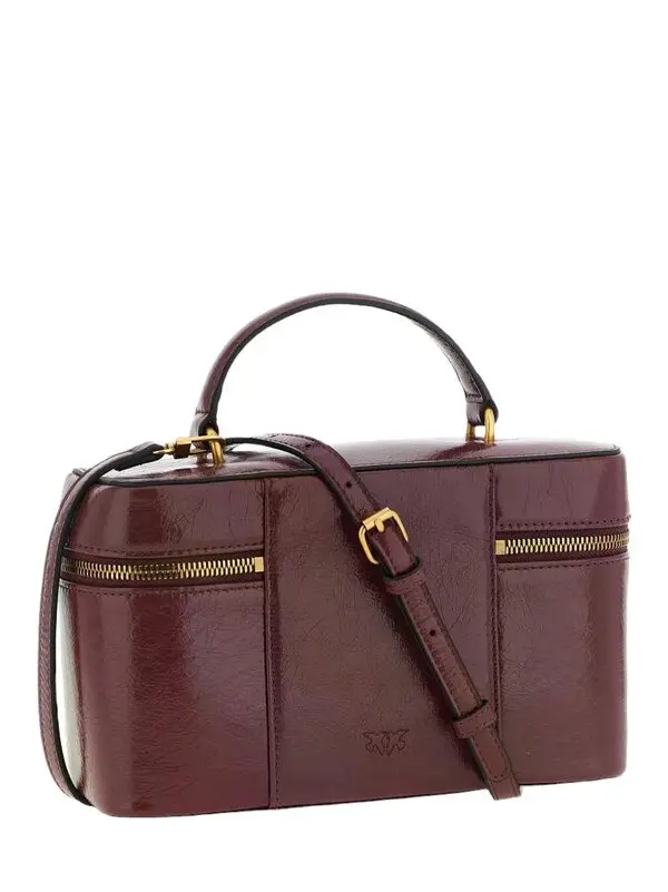 Pinko Love Birds Crumpled Leather Tote Bag - Red