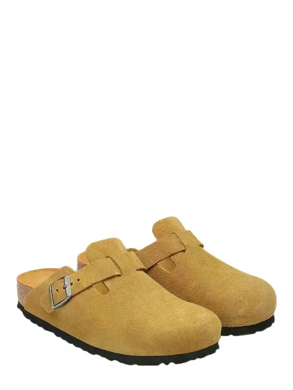 BIRKENSTOCK Boston Buckle-fastening Suede Mules - Brown