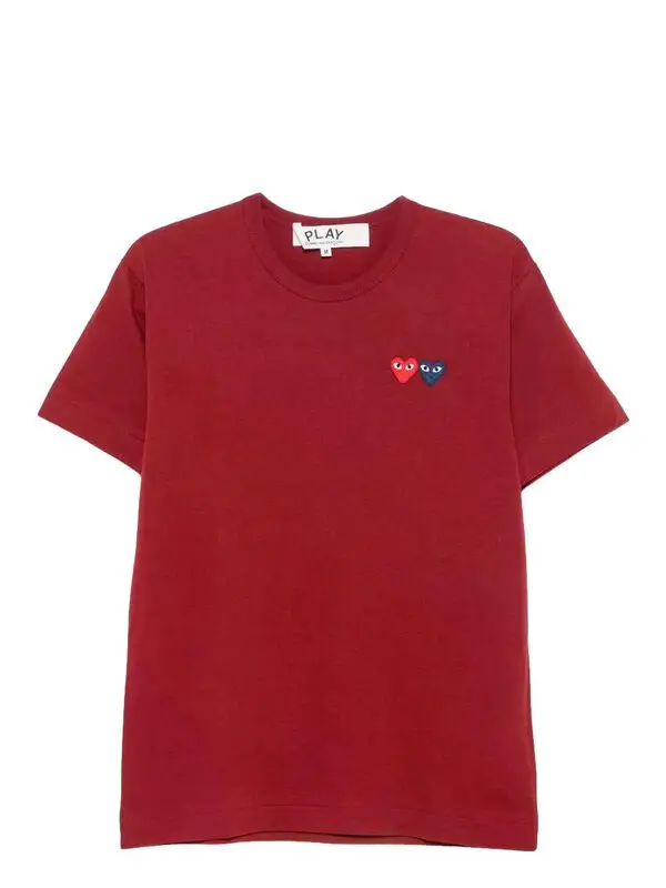 Play Comme Des Garcon Double Heart Patch T-shirt - Red