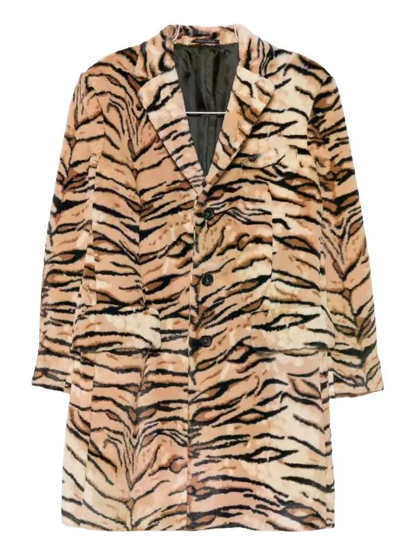 REVERES 1949 Tiger-print Notched-lapel Coat - Neutrals