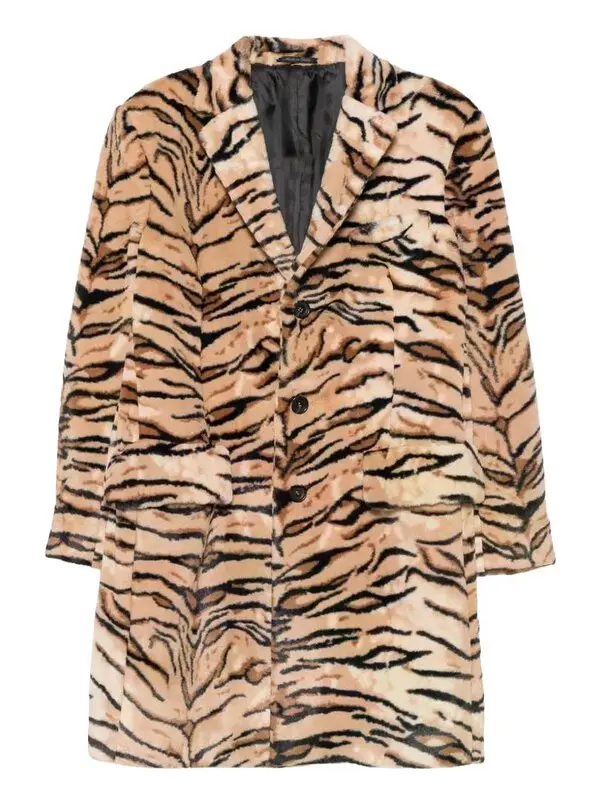 REVERES 1949 Notched-lapel Faux Fur Coat - Neutrals