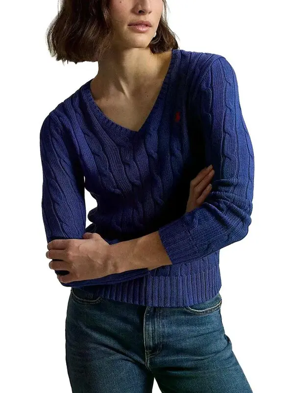 Polo Ralph Lauren Cable-knit V-neck Sweater - Blue