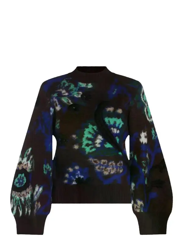 Sacai Embroidered Floral-intarsia Sweater - Brown