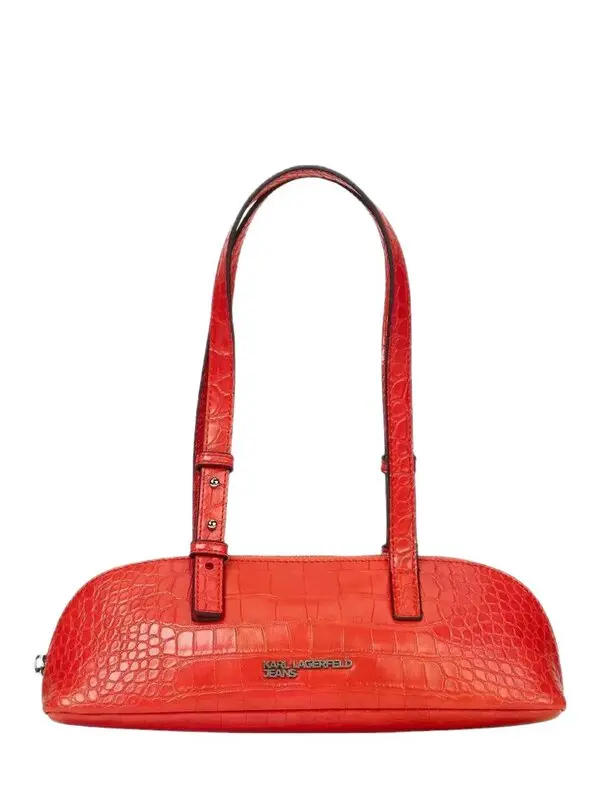 Karl Lagerfeld Croc-effect Logo Plaque Tote Bag - Red