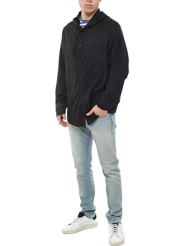 HEVO Hooded Chest-pocket Lightweight Jacket - Black