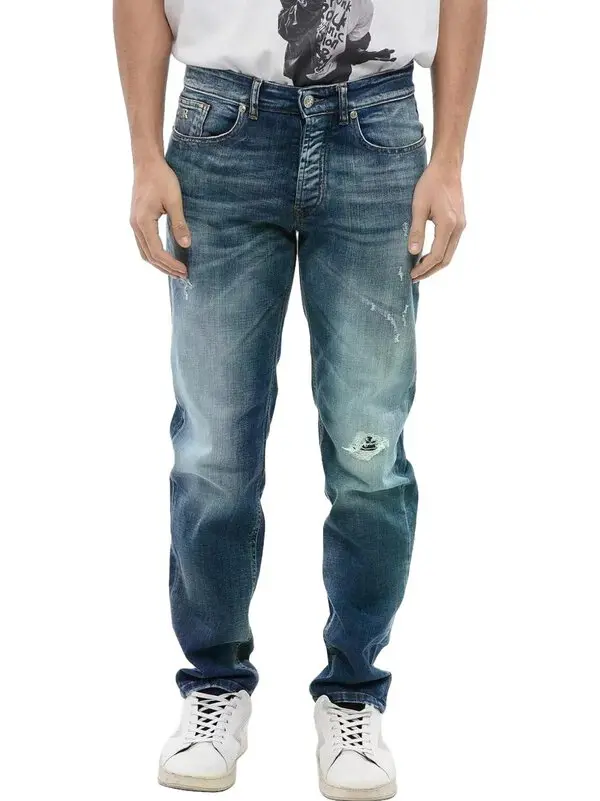 John Richmond Distressed Regular-fit Jeans - Blue