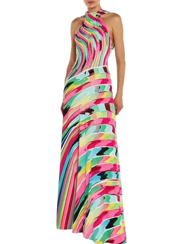 MARY KATRANTZOU Dionne Geometric-print Maxi Dress - Pink